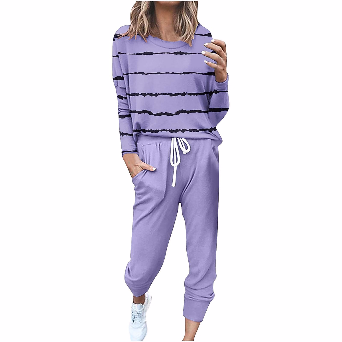 KICILVS Sweatsuits for Women Set 2 Piece Long Sleeve Crewneck Pullover Tops and Drawstring Jogger Pants Workout Tracksuits