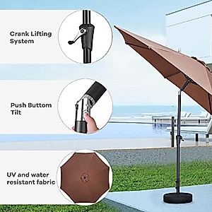 HYD-Parts 11 FT Large Patio Umbrella Waterproof and Sun Shade 360-Degree Outdoor Umbrella with Tilt and Crank (Coffee)