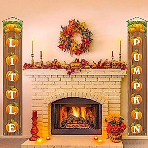 Welcome Little Pumpkin Banner,Rustic Fall Autumn Pumpkin Baby Shower&Birthday Party&Gender Reveal Decoration Backdrop for Home Farmhouse