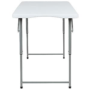 Flash Furniture 4-Foot Height Adjustable Bi-Fold Granite White Plastic Folding Table