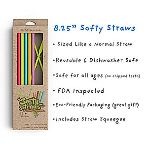 Silicone Straws - Slender Size BPA Free Non-Rubber Silicon Reusable Drinking Straws for Stainless Steel 20 oz Yeti Tumbler - Flexible, Chewy, Bendy & Safe for Kids/Toddlers