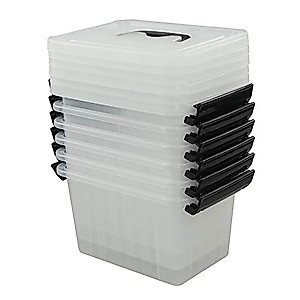 Idomy 6-Pack Tiny Clear Latching Boxes with Handle, 2.5 Quart Plastic Storage Box