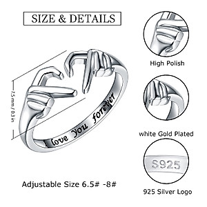 925SterlingSilver Heart Claddagh Rings for Women Adjustable White18KRose Gold Plated Irish Claddagh Ring Friendship Promise Love Heart Jewelry Rings Christmas Gifts for Women Friends Teen