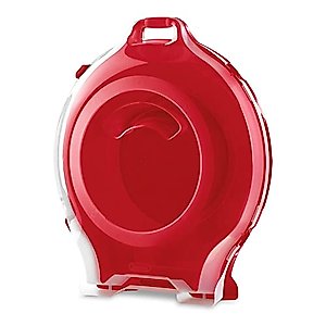 Sterilite Clear Lid Stackable Nesting Storage Christmas Holiday Wreath Box with Handle, Feet, and Latches for Up to 24 inch Wreaths, Red (1 Pack)