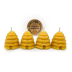Pure Beeswax Beehive Candle Set - Shaped Votive Candles with a Natural, Light Honey Scent - Eco Friendly Home Decor, Gifts, Favors - Hand Poured in The USA by Alternative Imagination (Pack of 4)