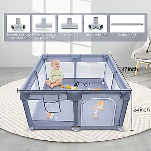 Baby Playpen, Baby Playard, Large Baby Playard, Indoor & Outdoor Kids Activity Center with Anti-Slip Base, Sturdy Safety Play Yard, Baby Fence