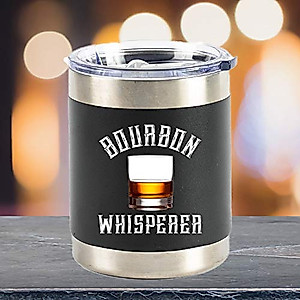 JENVIO Bourbon Gifts for Men Whiskey | Insulated 10 Ounce Cocktail Travel Tumbler Mug with Lid for Coffee or Cold Drinks | Bourbon Lover Glass Valentine's Day Gift Women Birthday Kentucky Whisperer