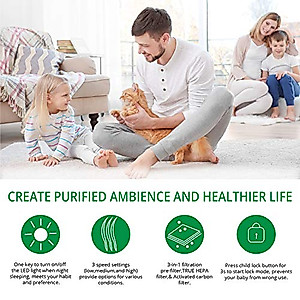 WBM Smart HEPA Filter Air Purifier for Home Allergies and Pets Hair Smokers in Bedroom, 25db Filtration System Cleaner Odor Eliminators, Remove 99.97% Smoke Dust Mold Pollen, White