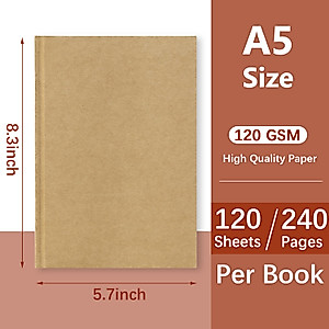 Dynta Hardcover Sketchbook Blank Notebook Bulk 6 Packs Unlined A5 Size 5.7”x8.3” 120 Sheets/240 Pages Premium Paper Sketch Pad for Drawing Books Art Supplies for Office School Travelers Journal
