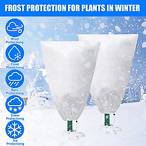 WOSCMI Plant Covers Freeze Protection 78.7" x 94.5"Large Frost Cloth for Plants Frost Blankets Tree Freeze Protection Winter Freezer Covers with Drawstring-2 Pack
