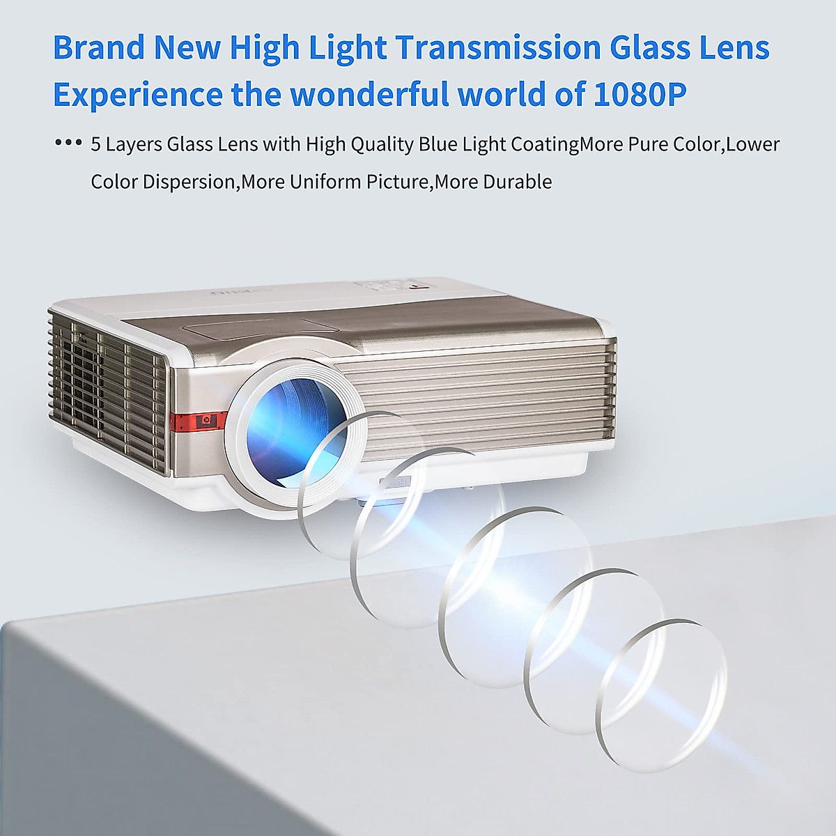 Mini Portable Projector 5200mAh Battery, Pocket Outdoor 3D Movie WiFi Projector Wireless HD Cinema Airplay Mirroring for Smart iOS Android Phone/Laptop, Small DLP Projector for DVD TV Stick HDMI USB