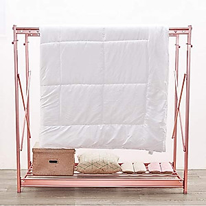 Drying Rack Floor Folding Indoor and Outdoor Home Balcony Cool Hanger Double Pole Telescopic Clothes FANJIANI (Color : Gold)