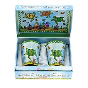 Shot Glasses Turtle Gifts Set of 2 for Men & Women, Beautiful Novelty Unique Turtles Gift with Gift Boxed Included (2 Pack)