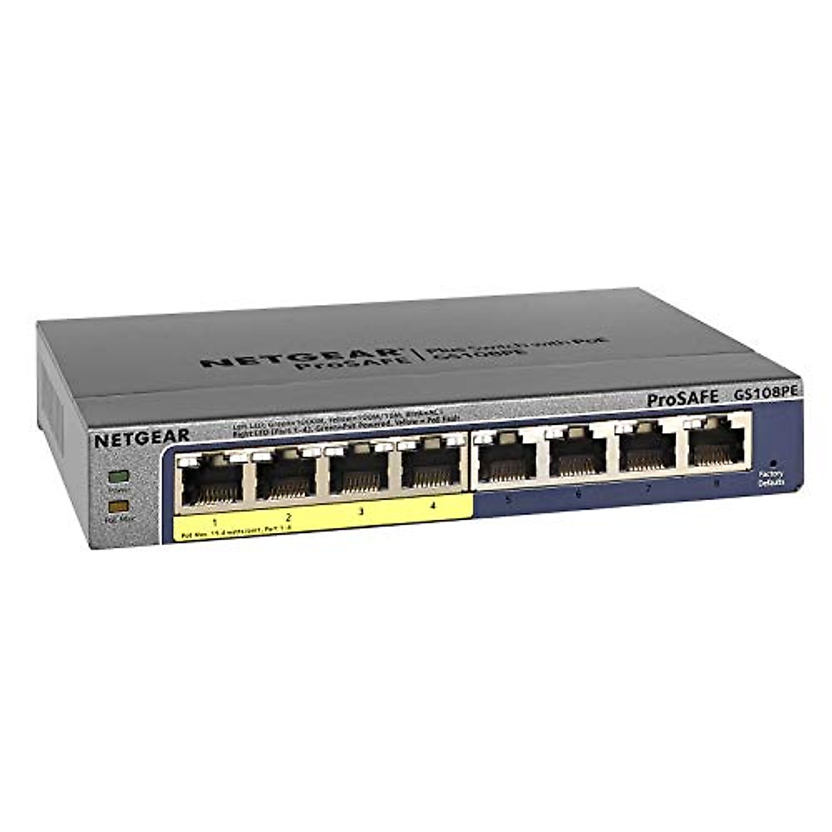 NETGEAR 8-Port PoE Gigabit Ethernet Plus Switch (GS108PEv3) - Managed, with 4 x PoE @ 53W, Desktop or Wall Mount, and Limited Lifetime Protection
