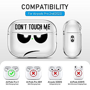 Youtec for Airpods Pro 2nd Generation Case 2022,Clear Don't Touch Me for Airpods Pro 2 Cover with Keychain/Lanyard Soft Cute Shockproof Cover for Women Men Compatible Apple AirPod Pro 2,Clear