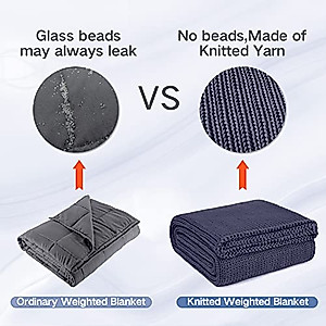 Guohaoi Knitted Weighted Blanket(Dark Grey 50"x60" 7lbs),Home Décor Cooling Throw Blanket for Hot Sleepers,Hand Made Chunky Knit Heavy Blanket Use on Twin Size Bed