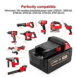 2Pack 6500mAh 48-59-1850 Replacement 18V Milwaukee M18 Battery 18Volt XC M18 48-11-1815 48-11-1820 48-11-1850 48-11-1860 Batteries with 48-59-1812 M12/M18 Milwaukee Battery Charger kit 48-11-2420