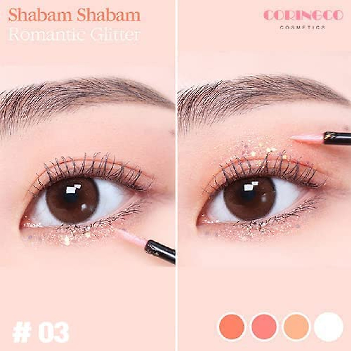 CORINGCO Eye Glitter Makeup Liquid Eyeshadow Sparkle | Shabam Shabam Romantic Glitter Shadow #03 Sunset Light K beauty Makeup Shimmer