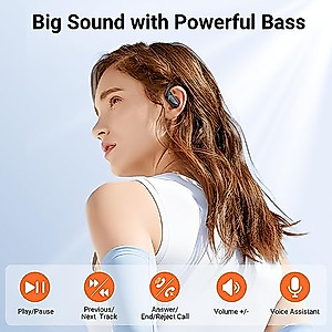 occiam Wireless Earbuds Bluetooth 5.3 Headphones 96Hrs Playback Sports Ear Buds with Microphone Earhook Waterproof in Ear Earphones LED Power Display Headset for Workout Running Black