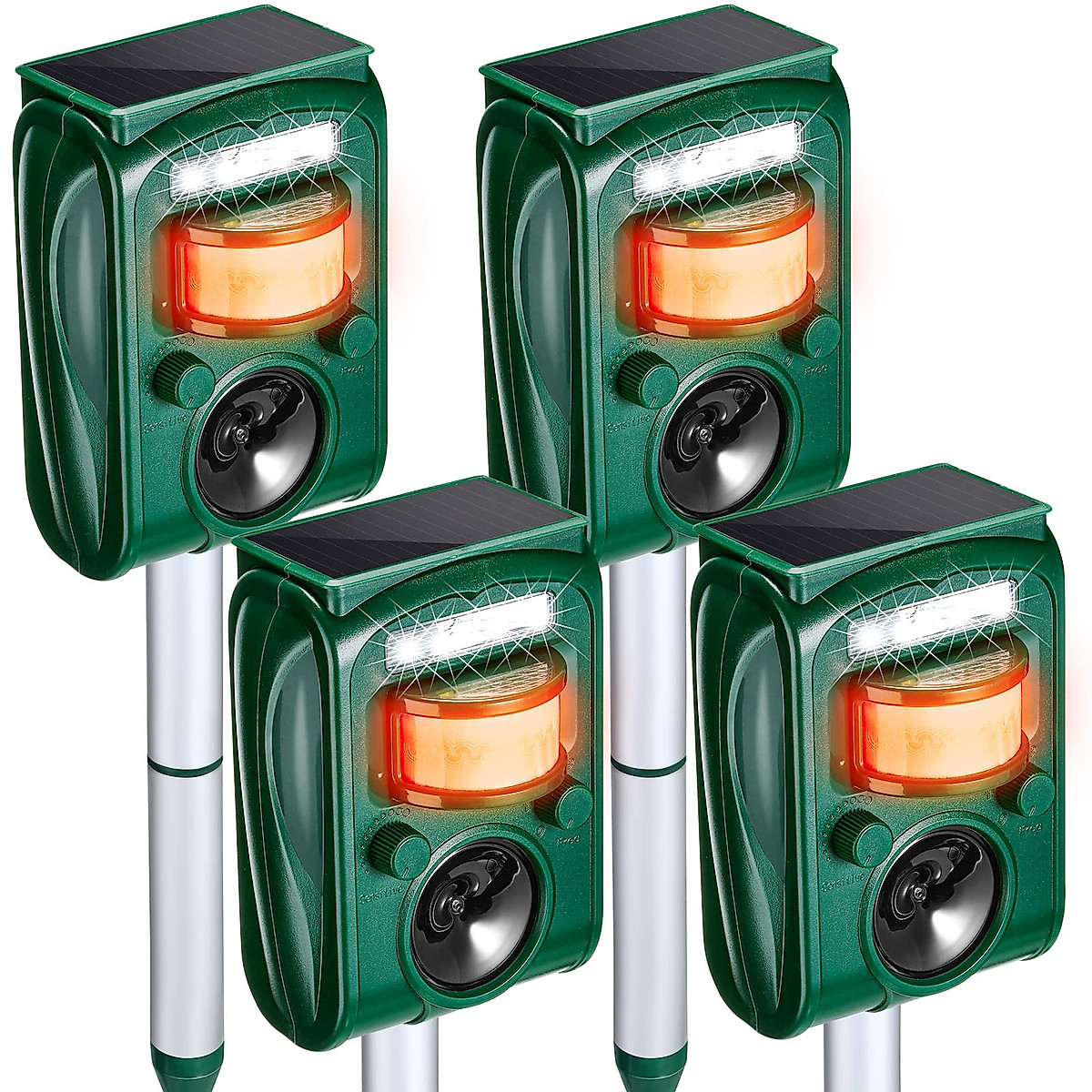 Ultrasonic Animal Repellent Solar Outdoor Animal Repeller Motion Detection with LED Flash Light Alarm Defender Cat Skunk Deer Bird Dog Waterproof ABS Dark Green (4)