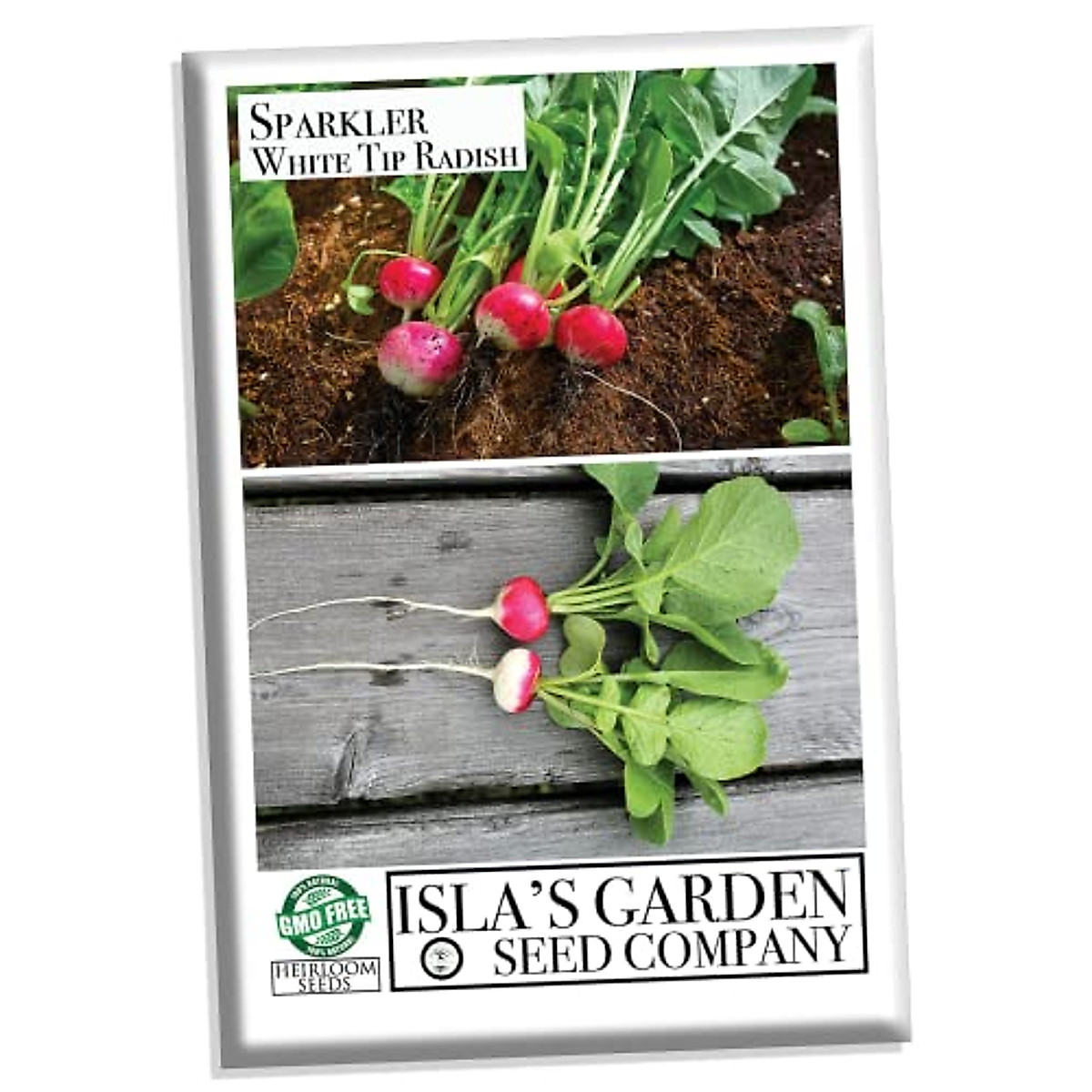 "Sparkler White Tip" Radish Seeds for Planting, 100+ Heirloom Seeds Per Packet, (Isla's Garden Seeds), Non GMO Seeds, Botanical Name: Raphanus sativus, 90% Germination Rate