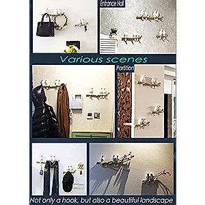 HaakLux Bird Hat Hook,Wall Hanger Decor Hooks,Mounted Resin Cast Ceramic,Tree Branch with Unique Hanging White Dove for Coat Towel Key Clothes in Bathroom Kitchen Bedroom Living Room(3 Birds)