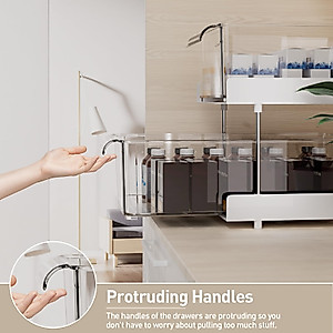 YuzhuSuye Under Sink Organizer 2 Tier Bathroom Storage and Organizer Multi-Purpose Clear Pull Out Cabinet Organizer Drawer Storage Shelves with Handles for Bathroom Kitchen Pantry Closet and Office