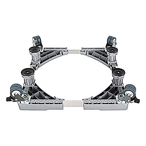 Mini Fridge Stand Washing Machine Base Adjustable Mobile Base with 4x2 Locking Rubber Rotating Wheels and 4 Sturdy Washing Machine Feet Suitable for Dryer, Washing Machine and Mini Refrigerator