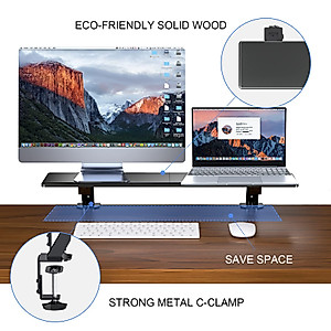 suptek Clamp-on 32 Inch Dual Monitor Desk Mount Riser Shelf Computer Stands for 2 Monitor,Laptop,Printer, Notebook,32.2” x 7.8” x 5.7”
