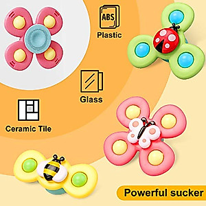 Suction Toys for Baby, 3PC Baby Bath Toys with Rotation Suction Cup for Baby Dining Table/Bathing/Travelling