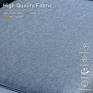 HOOOWOOO Patio Outdoor Conversation Set with Fire Pit Table,6 Piece Modern Outside Furniture with Swivel Rocking Chairs,PE Wicker Out Door Furniture Sofa Set(Denim Blue)