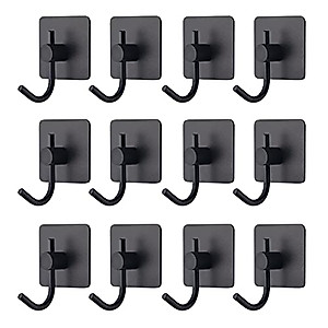VAEHOLD Adhesive Wall Hooks, Heavy Duty Sticky Holder Waterproof Aluminum Towel Hooks for Hanging Coat, Hat, Towel, Robe, Key, Clothes, Closet Hook Wall Mount for Kitchen, Bathroom
