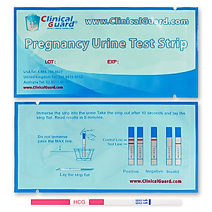 Clinical Guard 50 Pregnancy Test Strips - Sensitive & Accurate Measurement Within 5 mins - Early Detection Pregnancy Test Strip - Easy to Use for Home Tests - HCG Test Strip Kit