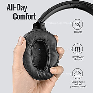 NIA Bluetooth Headphones Over Ear, 30 Hrs Playtime Wireless and Wired Headphones with Deep Bass, Foldable Lightweight Headset with Built-in Microphone, FM Radio, Micro SD Card for Travel, Home Office