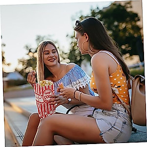 ULTECHNOVO 100pcs Popcorn Popcorn Packaging Bag Sweets Snacks Mini Gift Box Paper Food Trays Snacks Holders Container Popcorn Treat Boxes Popcorn Holders Cups Individual Popcorn Bags Portable