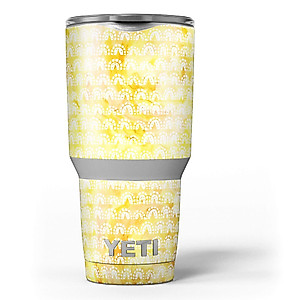 Design Skinz The Watercolor Yellow Surface with White Semi-Circles - Skin Decal Vinyl Wrap Kit Compatible with The Yeti Rambler Cooler Tumbler Cups