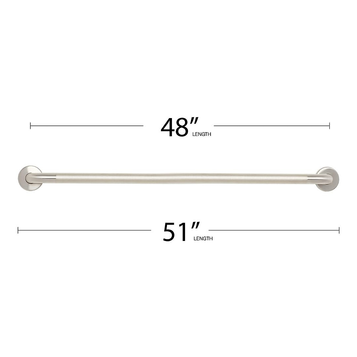 Seachrome 48" Wall Mount Grab Bar, 1 ¼" Diameter, Concealed Flanges, ADA Compliant, Peened with Satin Ends