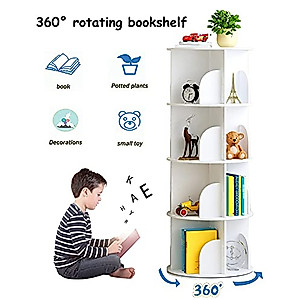 Arcwares Upgraded 4 Tier Rotating Bookshelf 360 Degrees, Stackable Shelves Bookshelf Organizer, Storage Display Rack Floor Standing Shelves, for Home Office Living Room Study (51"x18"x18")