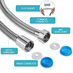 Mimorou 79 Inch Stainless Steel Shower Hose with Adjustable Shower Arm Holder Shower Head Holder Replacement Shower Hose Head Holder for Wall Adjustable Shower Head Replacement (Silver Holder)