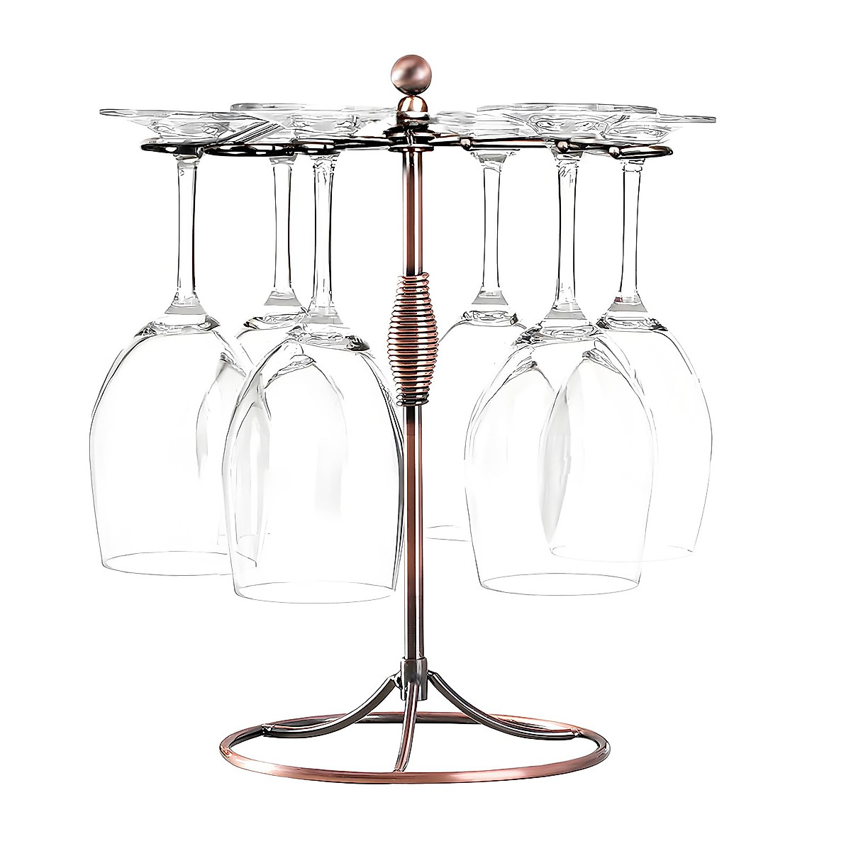 GeLive Bronze Wine Glass Holder Stand, Antiqued Countertop Freestanding Stemware Drying Rack, Artistic Tabletop Glass Display Hanger With 6 Hooks for Home and Bar Storage