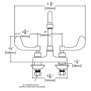 Speakman SC-3084-LD-E Commander Centerset Faucet with 4" Wrist Blade Handles, Chrome