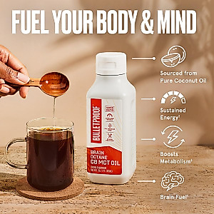 Bulletproof Brain Octane C8 MCT Oil, 16 Ounces, Keto Supplement for Sustained Energy and Fewer Cravings