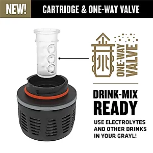 GRAYL GeoPress One-Way Drink Mix Valve - for Electolytes, Mixes, and Flavored Drinks