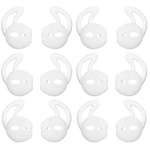 ALXCD Ear Cover Ear Tips Hook Replacement for Airpod Headset MMEF2AM/A, 6 Pairs Anti-Slip Soft Silicone Replacement Ear Tips, Fit for Airpod [Sport](White 12S)