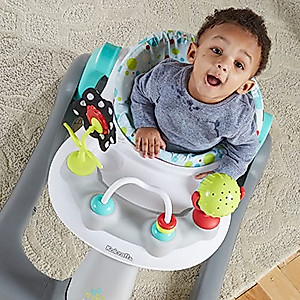 Kolcraft Tiny Steps 2-in-1 Infant and Baby Activity Baby Push Walker Foldable with Wheels, Seated or Walk-Behind for Baby Girl or Boy - Bubbles