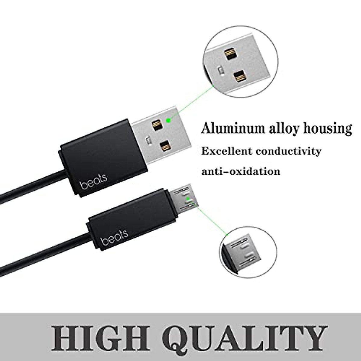 Replacement USB Charging Charger Cable Cord Compatible with for Beats by Dr Dre Powerbeats 2 3 and Studio Solo 3 2 2.0 Wireless Headphones Earphones