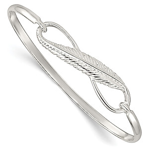 IceCarats 925 Sterling Silver Infinity Twisted Love Knot Symbol Feather Bangle Charm Bracelet