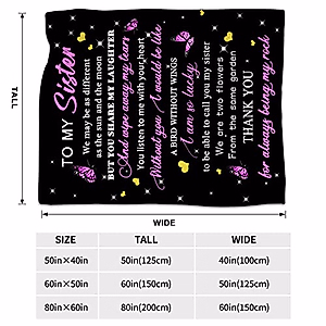 COTIMO Gifts for Sister Blanket Sister Blankets from Sister Throw Best Sister Gifts for Birthday Christmas Thanksgiving 50 "x60