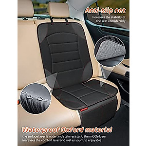 Sinvitron Car Seat Protector, 2Pack Seats Protector with Leather and Fabric Padding, Non-Slip Backing with Mesh Pockets, Waterproof seat Protectors for Vehicles Baby Pets