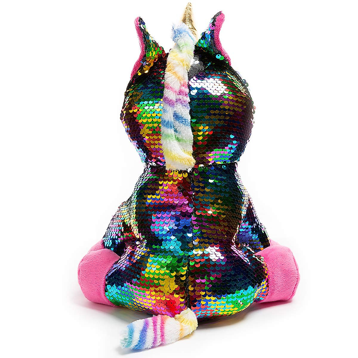 HollyHOME Sequins Unicorn Stuffed Animal Toy Reversible Rainbow Sequins Unicorn Gift for Kids 12 Inches